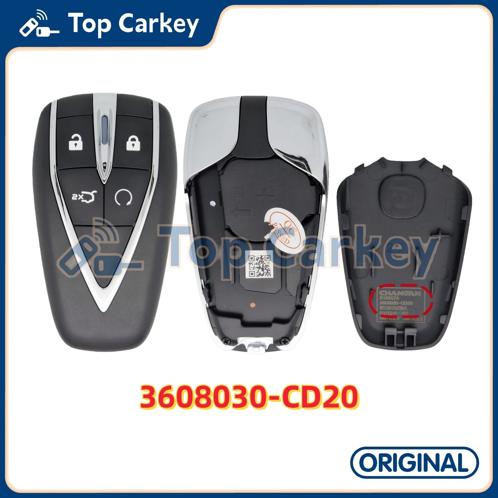 Оригинальный смарт-ключ TopCarkey CD03 CD20 MK01 MK02 с чипом 4A 433 МГц для CHANGAN Alsvin Eado CS35 CS75 CS85 Uni-T Uni-K Uni-V Uni-S