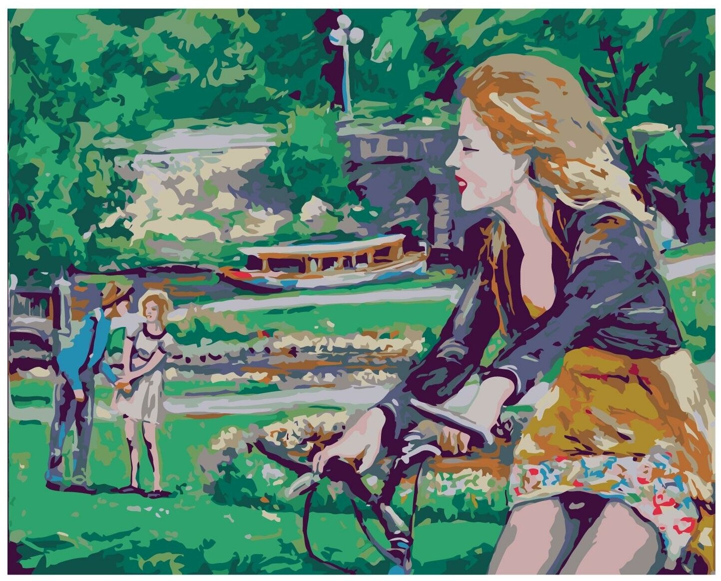 Прогулка на велосипеде Раскраска картина по номерам на холсте