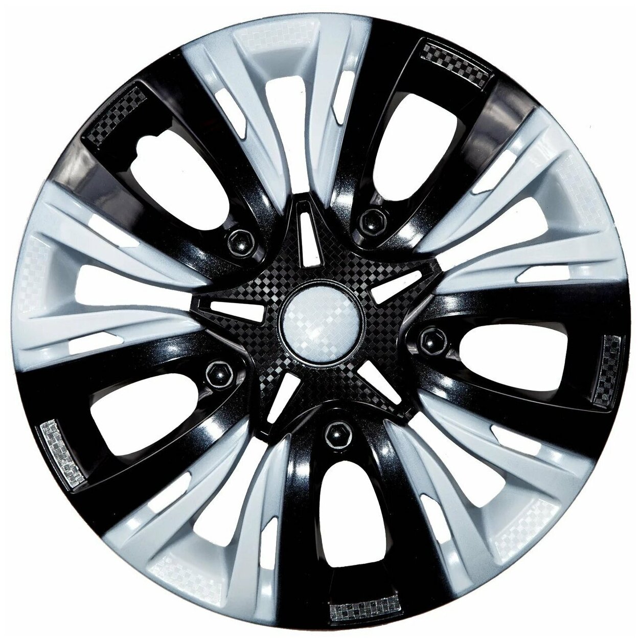 Автомобильные колпаки на диски лион микс R15", черно-белый , в комплекте 4 колпака