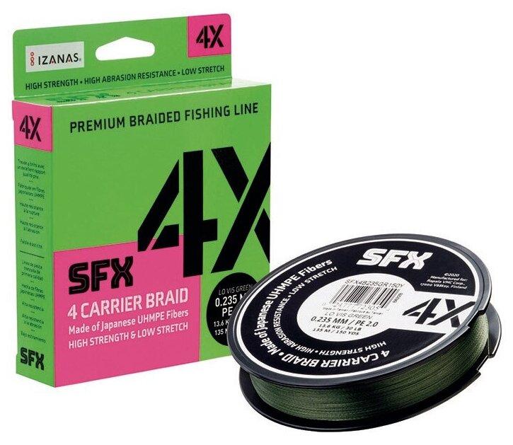 Леска плетеная (шнур) SUFIX SFX 4X желтая 135 м. (SFX4B235Y150Y (135 м 0,235мм) )