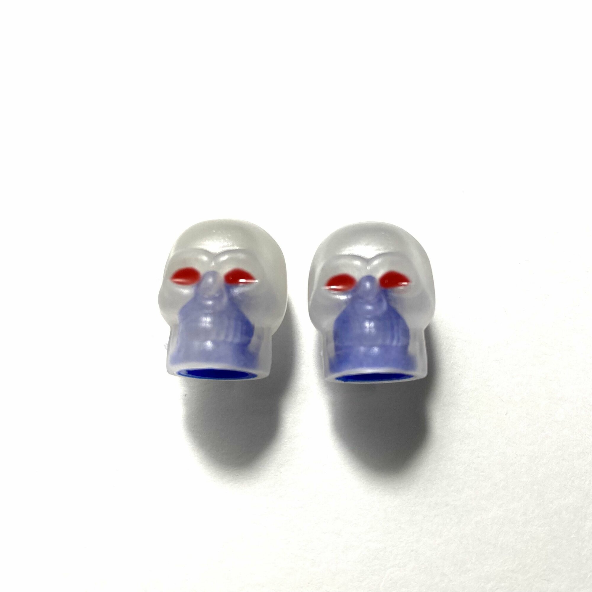 Колпачки на ниппель светящийся "Череп" для велосипеда, цвет синий, комплект 2шт.