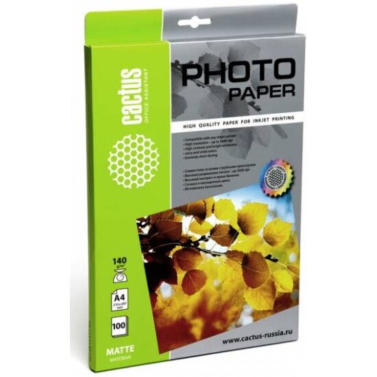 Фотобумага Cactus CS-MA4140100 A4/140г/м2/100л. матовая для струйной печати