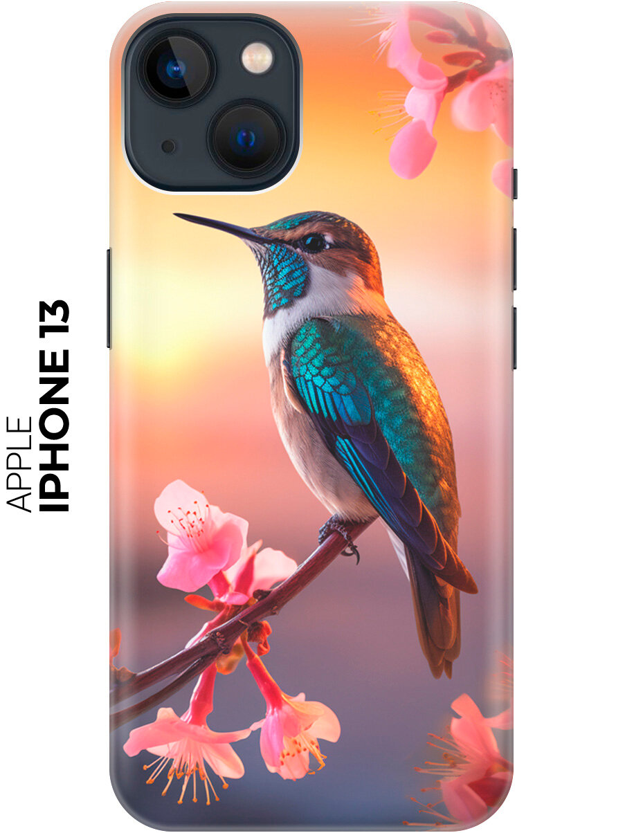 Силиконовый чехол на Apple iPhone 13 / Эпл Айфон 13 с рисунком "Птичка на закате"