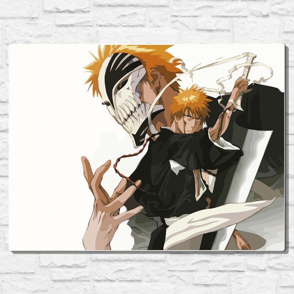 Картина по номерам на холсте аниме блич (bleach, ичиго, рукия, орихиме) - 14877 60х80