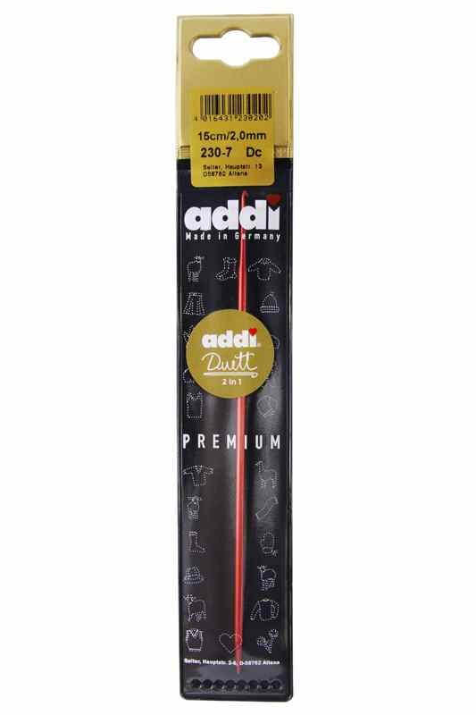 Крючок вязальный алюминий addiDuett №2 15 см