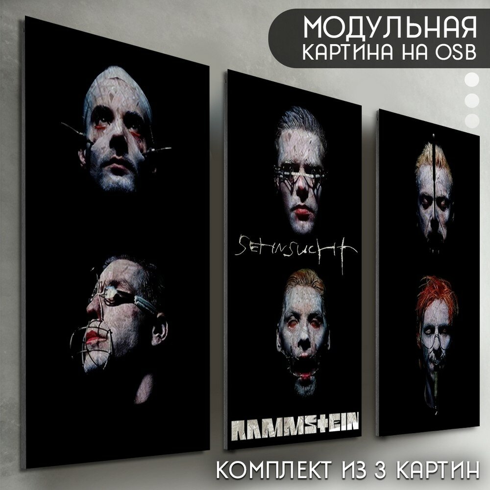 Модульная картина на рельефной доске ОСП "музыка Rammstein (Рамштайн, рок, Тилль Линдеманн) - 6006"