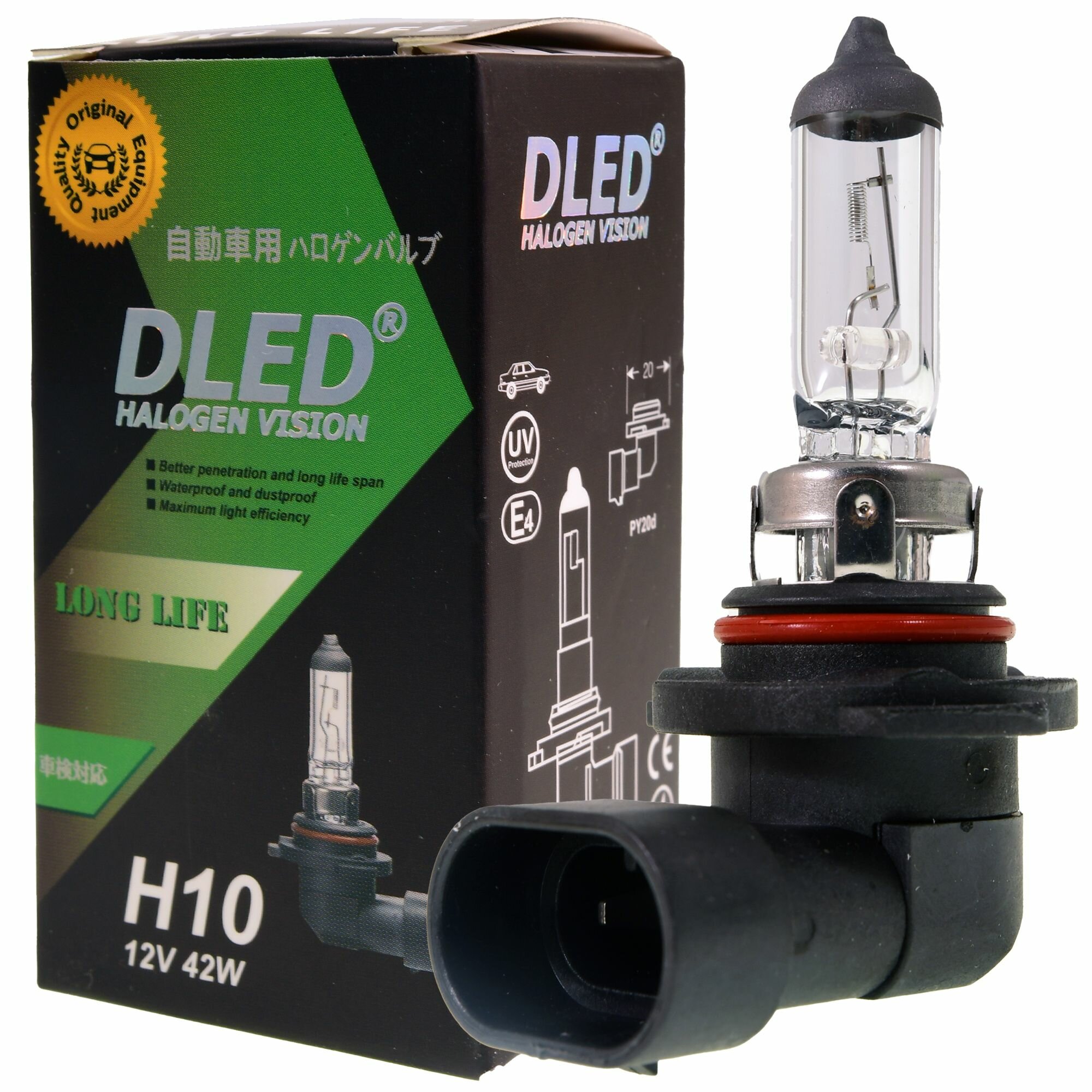 Автомобильная лампа H10 PY20D 12V 42W 3300K Бренд DLED Серия "Long Life" Теплый Белый (1шт.)