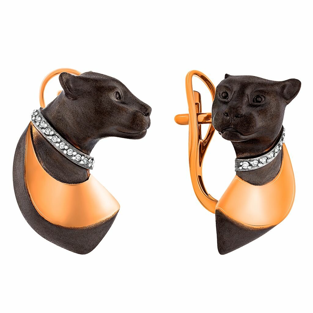 Серьги, красное золото, 585 проба, бриллиант