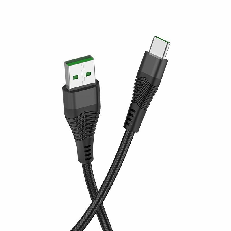 Кабель USB - Type-C, 1.2 метра, HOCO U53 4A Flash, черный, 7-контактный, Oppo Original 5V/4A