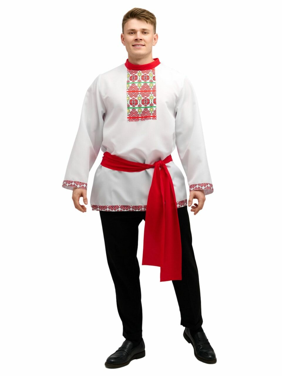 Мужской костюм Чувашский, красный, XS-S