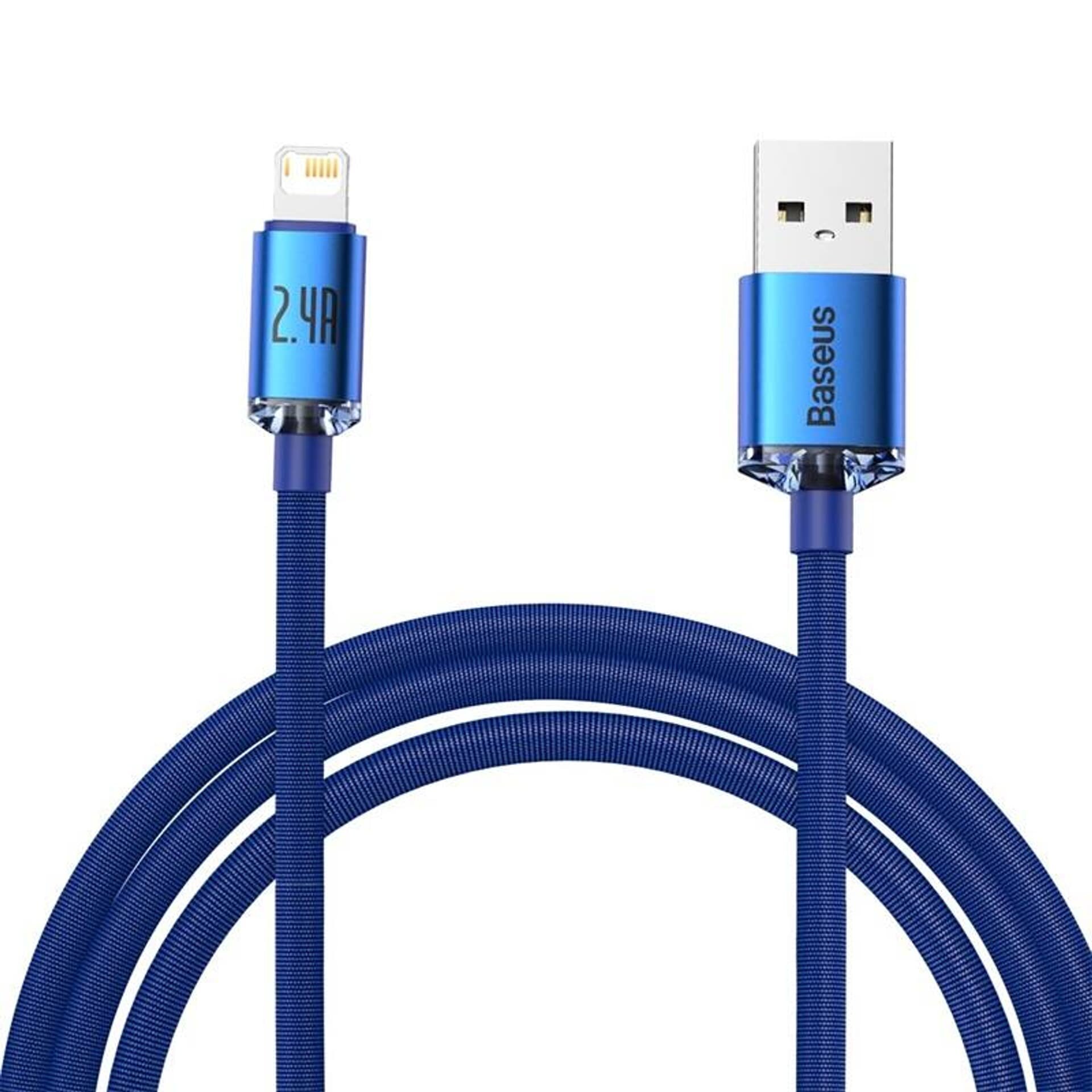 Кабель Baseus Crystal Shine Series Fast Charging Data Cable USB to iP 2.4A 2m Blue (CAJY000103)