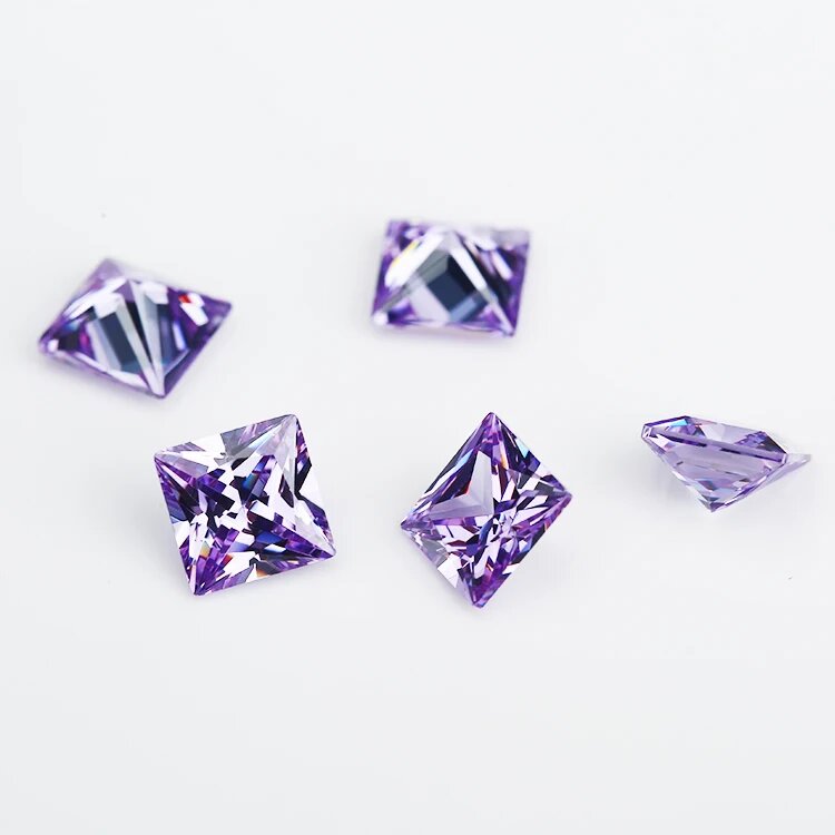 Камни циркония RUIXUNGEM 10 шт, квадратные, 2x2-12x12 мм, Фиолетовый, 10x10mm 10pcs, Lavender