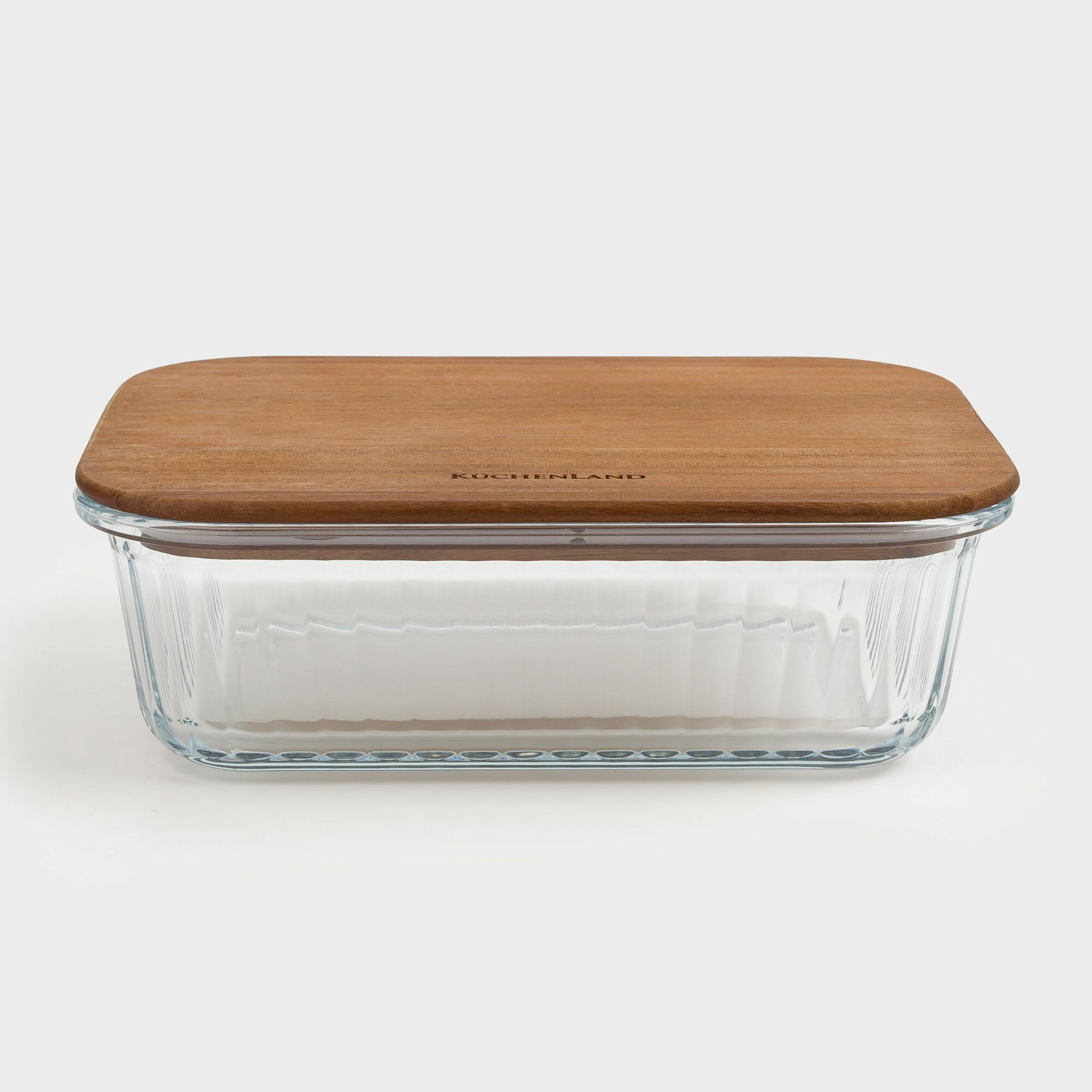 Контейнер, 1 л, стекло Т/дерево, прямоугольный, Ravi wood, Kuchenland