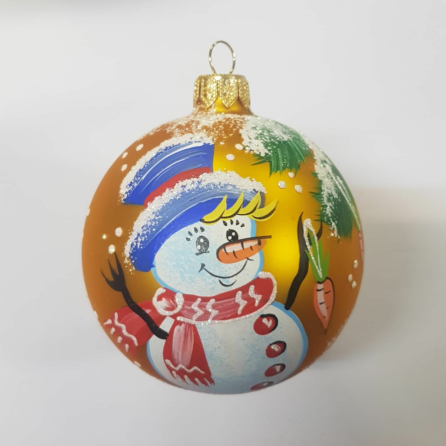 Шар на елку "Снеговичок" 80мм