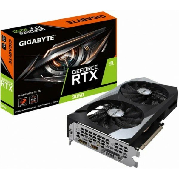 Видеокарта GIGABYTE GeForce RTX 3050 WINDFORCE OC V2, 8 GB GDDR6, 128 bit, 2xDisplayPort, 2xHDMI, GPU 1552 MHz