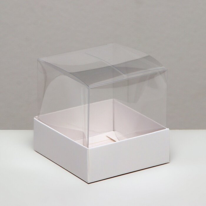 Коробка для пирожных, белый, 8×8×8 см Кондитерская упаковка, 5 шт.