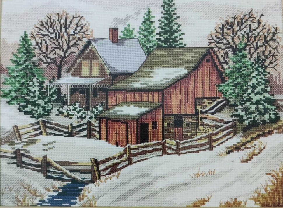 Набор для вышивания Candamar #50859 Winter Scene John Sloane (Зимняя сцена Джона Слоуна), Счетный крест, 30.6 х 23 см