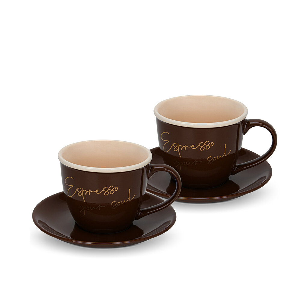 Чашки и блюдца фарфоровые 4 пр. / 240 мл Black coffee