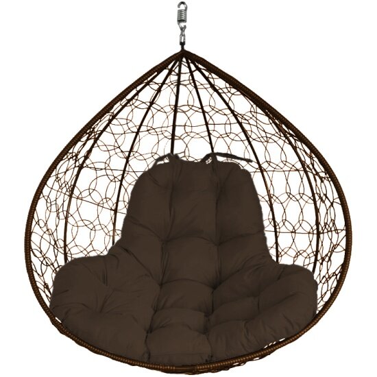 Подвесное кресло M-group XL с ротангом, коричневый, коричневая подушка (без стойки)