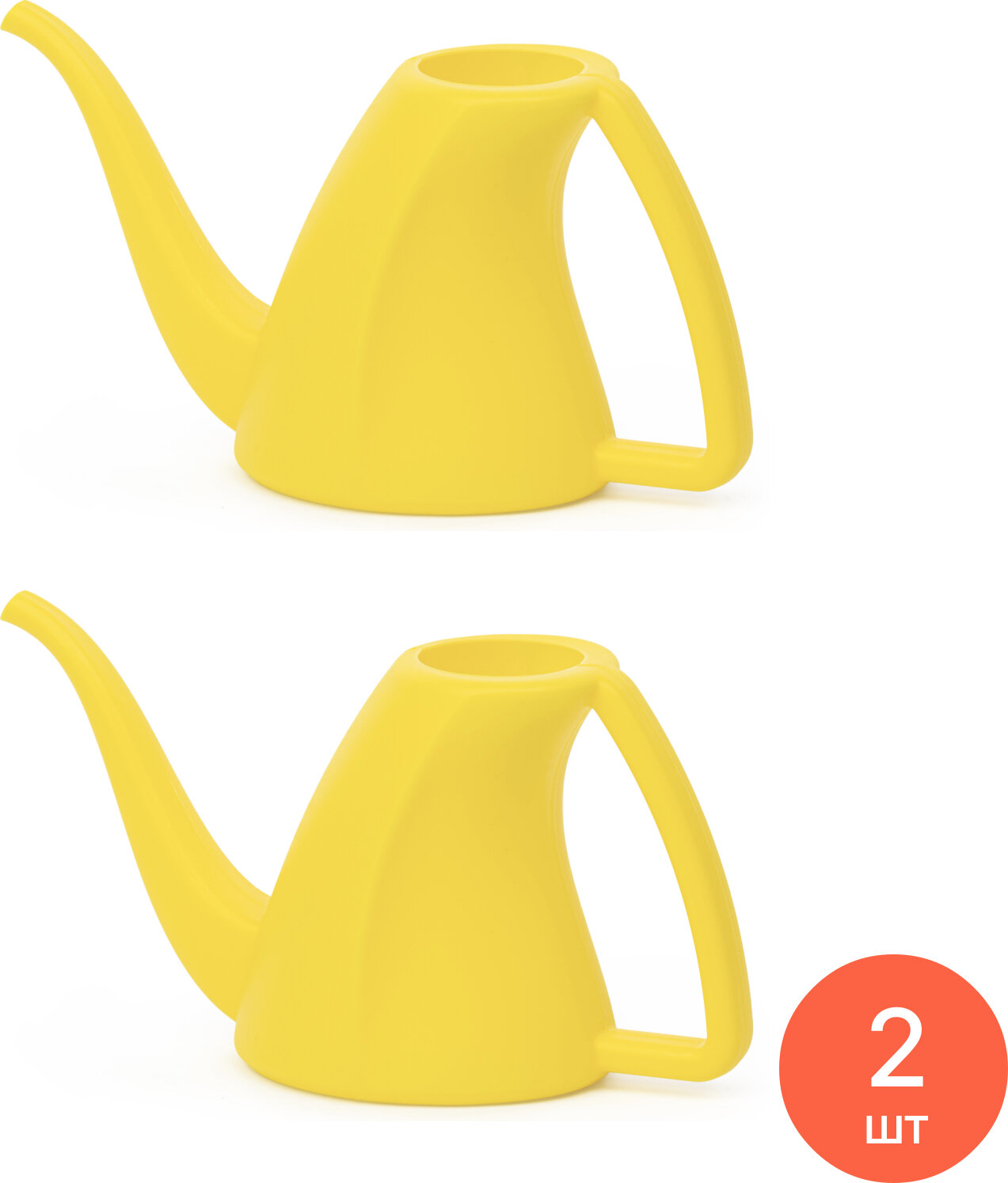 Лейка для цветов Альтернатива Источник, из пластика, желтого цвета, 0.8л / для комнатных растений (комплект из 2 шт)