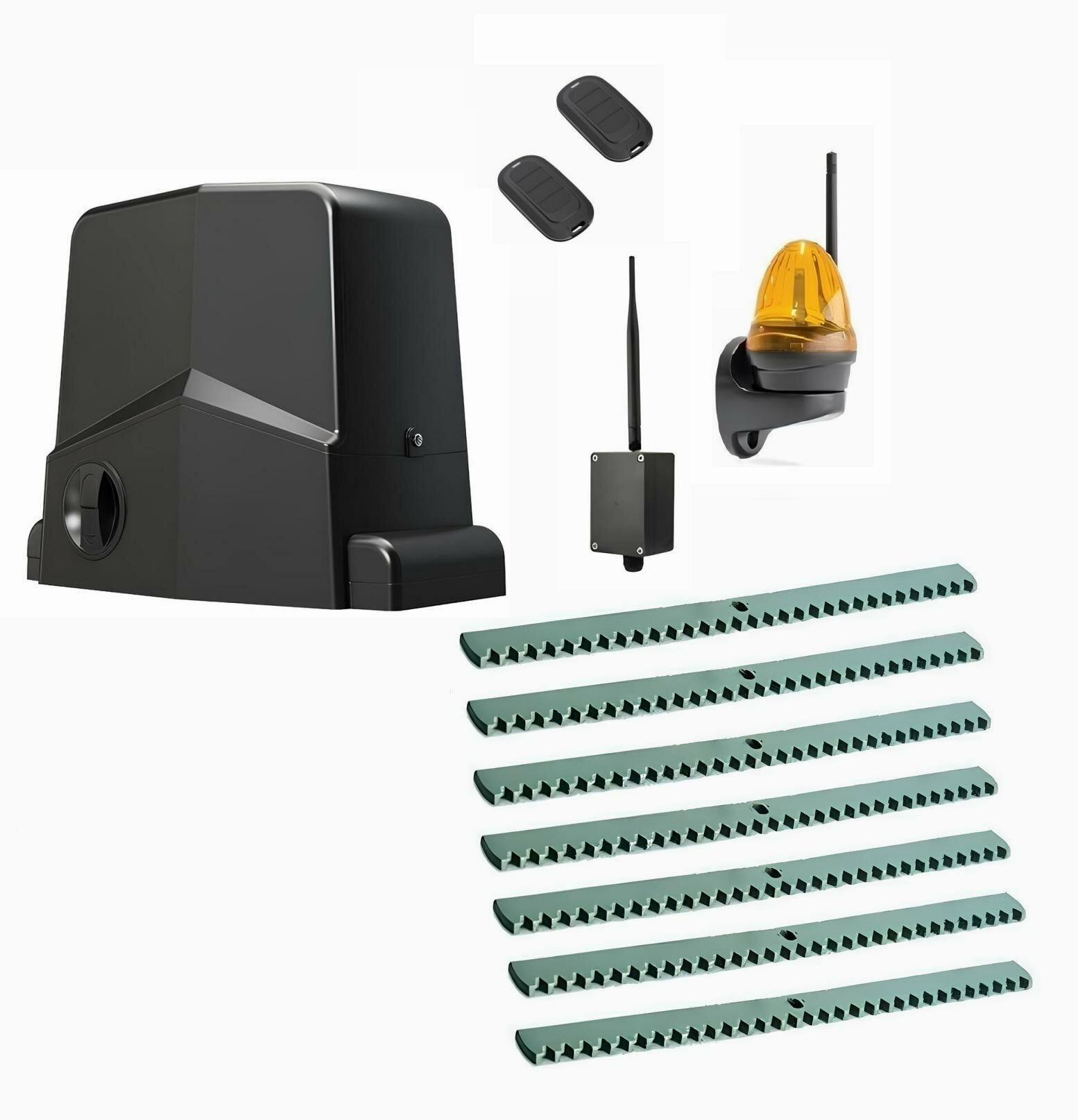 Автоматика для откатных ворот AN-MOTORS ARW-600MKIT-LK7-BT, комплект: привод, сигнальная лампа, 2 пульта, 7 реек, Bluetooth-модуль