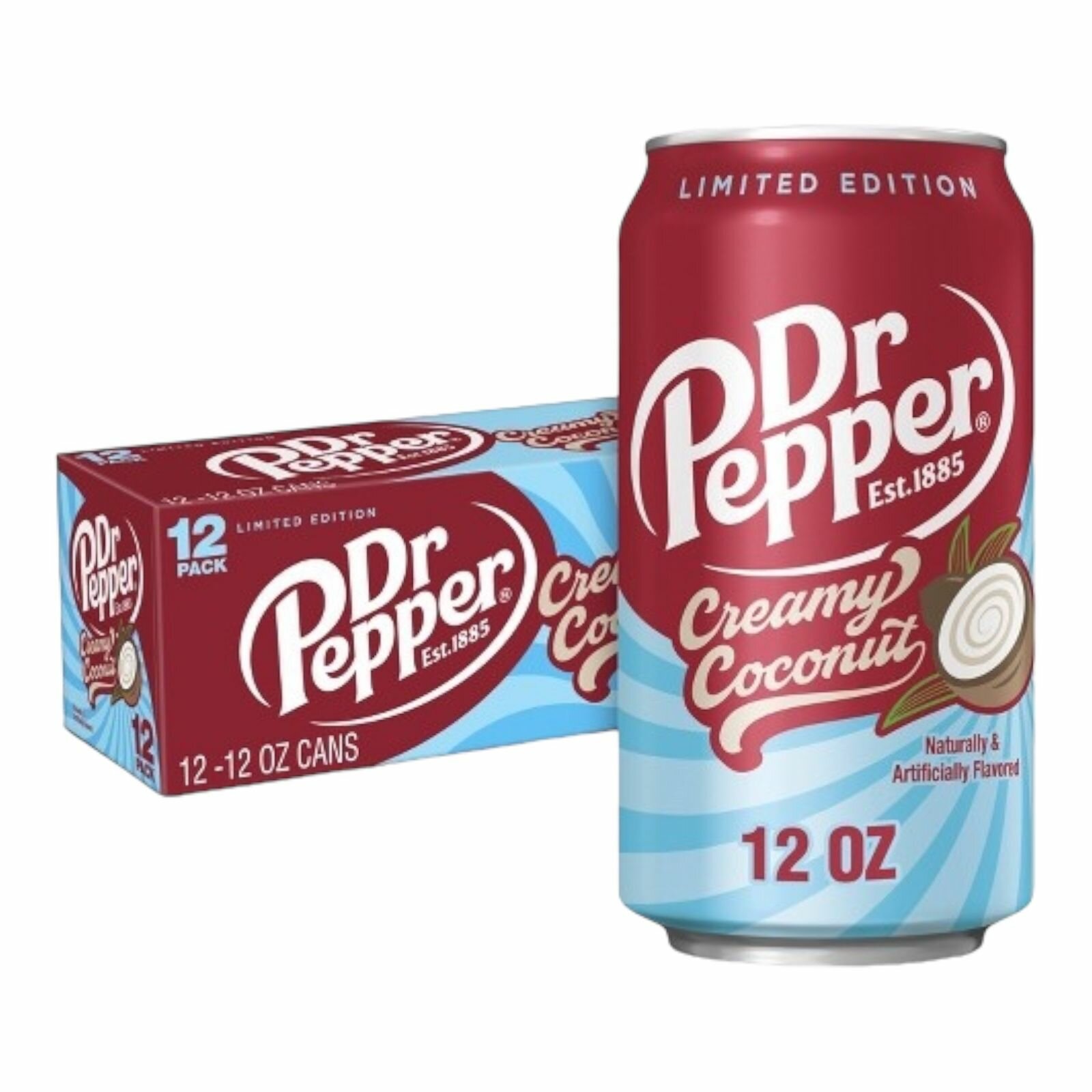 Газированный напиток Dr.Pepper Creamy Coconut (Доктор Пеппер Кремовый кокос), 355 мл США. 12шт