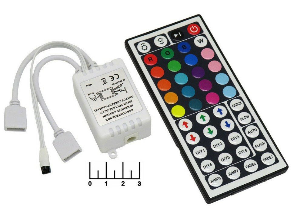 Контроллер для светодиодной ленты RGB + ПДУ 12V/3*2A (44 кнопки)