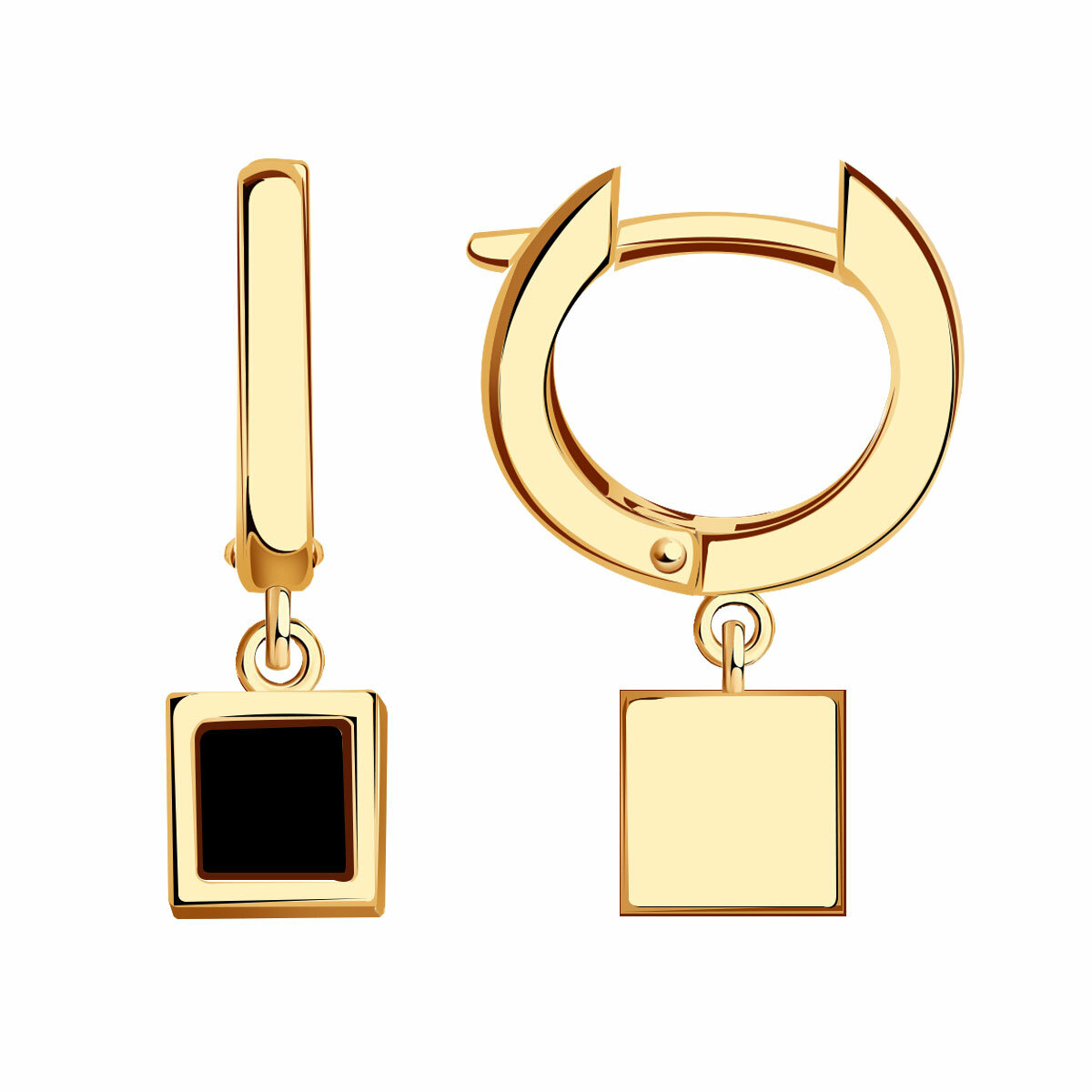 Серьги, красное золото, 585 проба, оникс