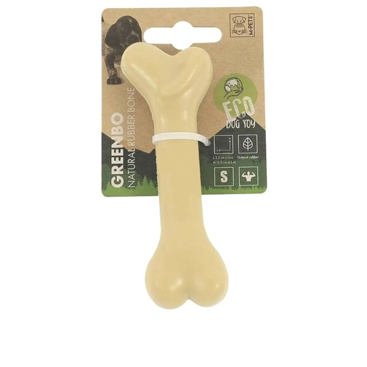 M-PETS Игрушка гринбо собакам, кость из натурального каучука, S, 12х4х3 см
