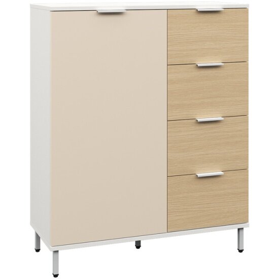 Комод Mobi Марвэл 16.234.01 Белый PE шагрень, Сатин 7045 SU, Плэйн