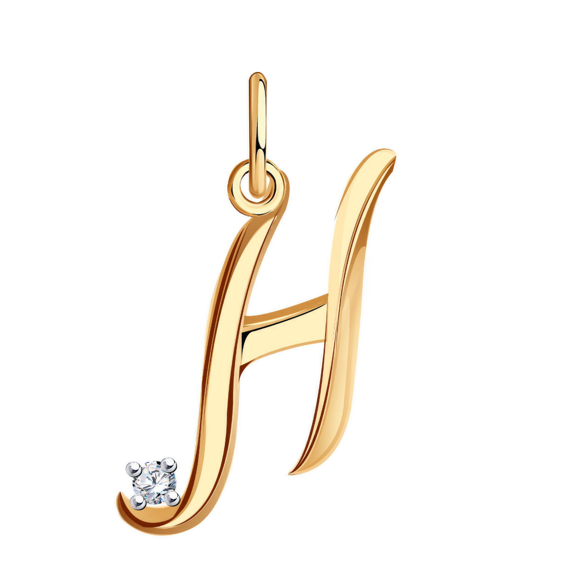 Подвеска, красное золото, 585 проба, фианит