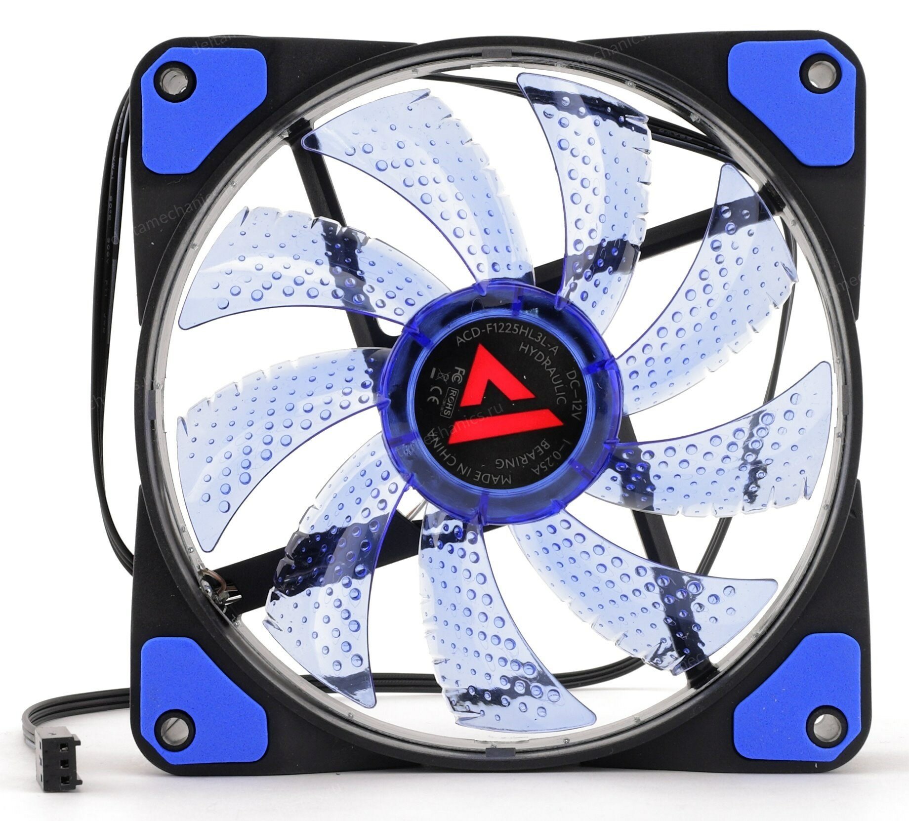 Вентилятор ACD-F1225HL3L-A 120x120x25мм, 3-pin, Blue LED, hyrdaulic, 1300rpm, 26.4dBA, 41.4CFM