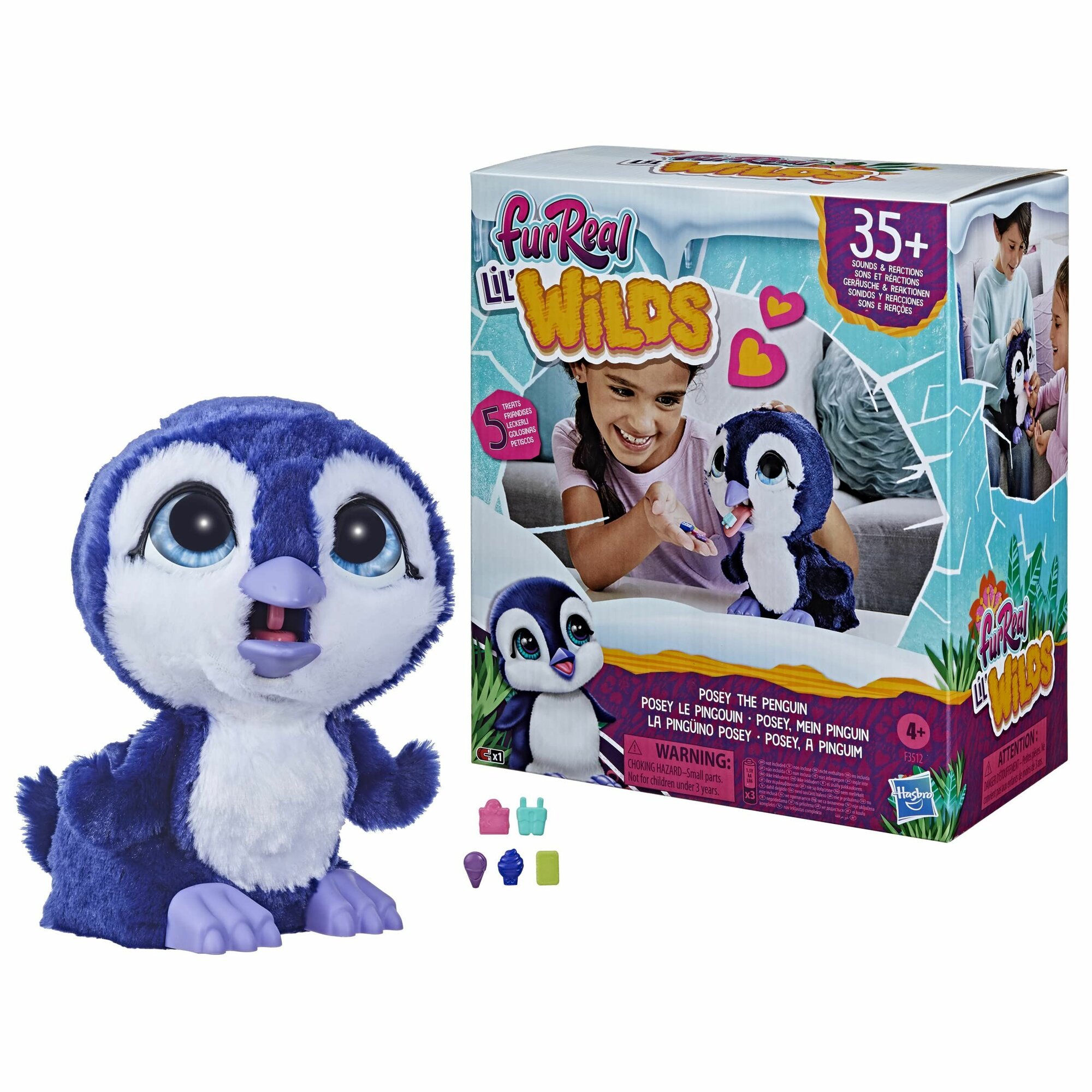 Hasbro FurReal Friends Lil' Wilds Posey the Penguin, Интерактивная плюшевая игрушка для домашних животных-Пингвин, издает звуки, Возраст от 4 лет