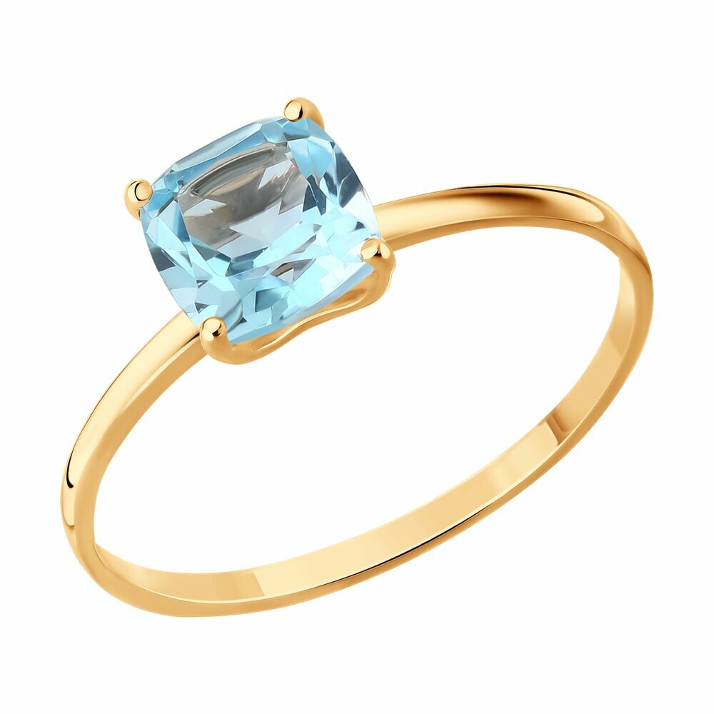 Кольцо, красное золото, 585 проба, топаз