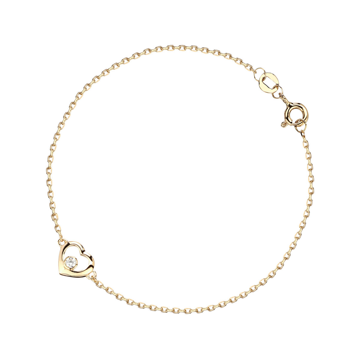 Браслет, желтое золото, 585 проба, фианит