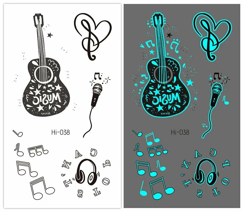 Светящиеся тату-наклейки Butterfly 1 шт Hi-038