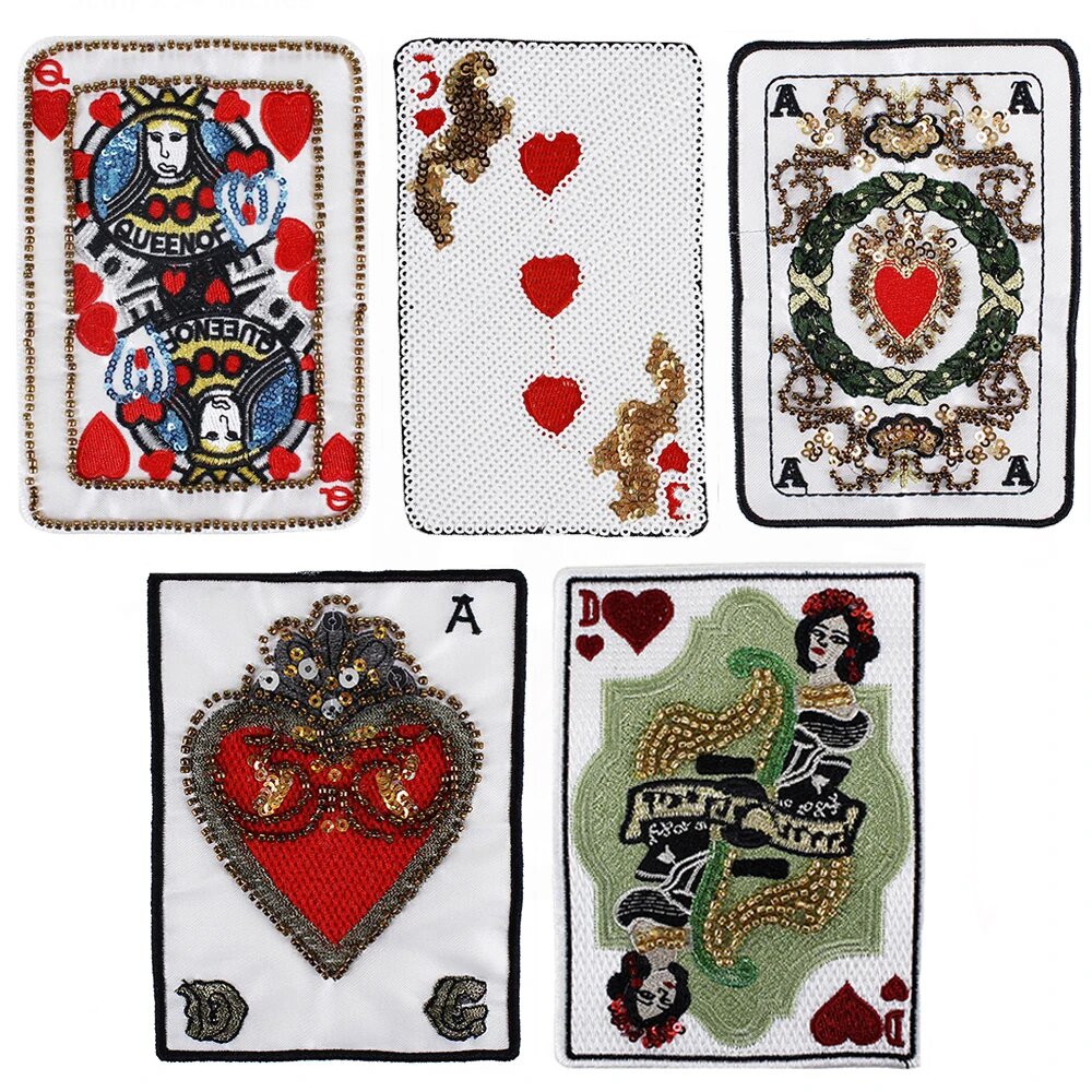 Нашивка Playing Cards, бисер, 5 штук, разноцветная