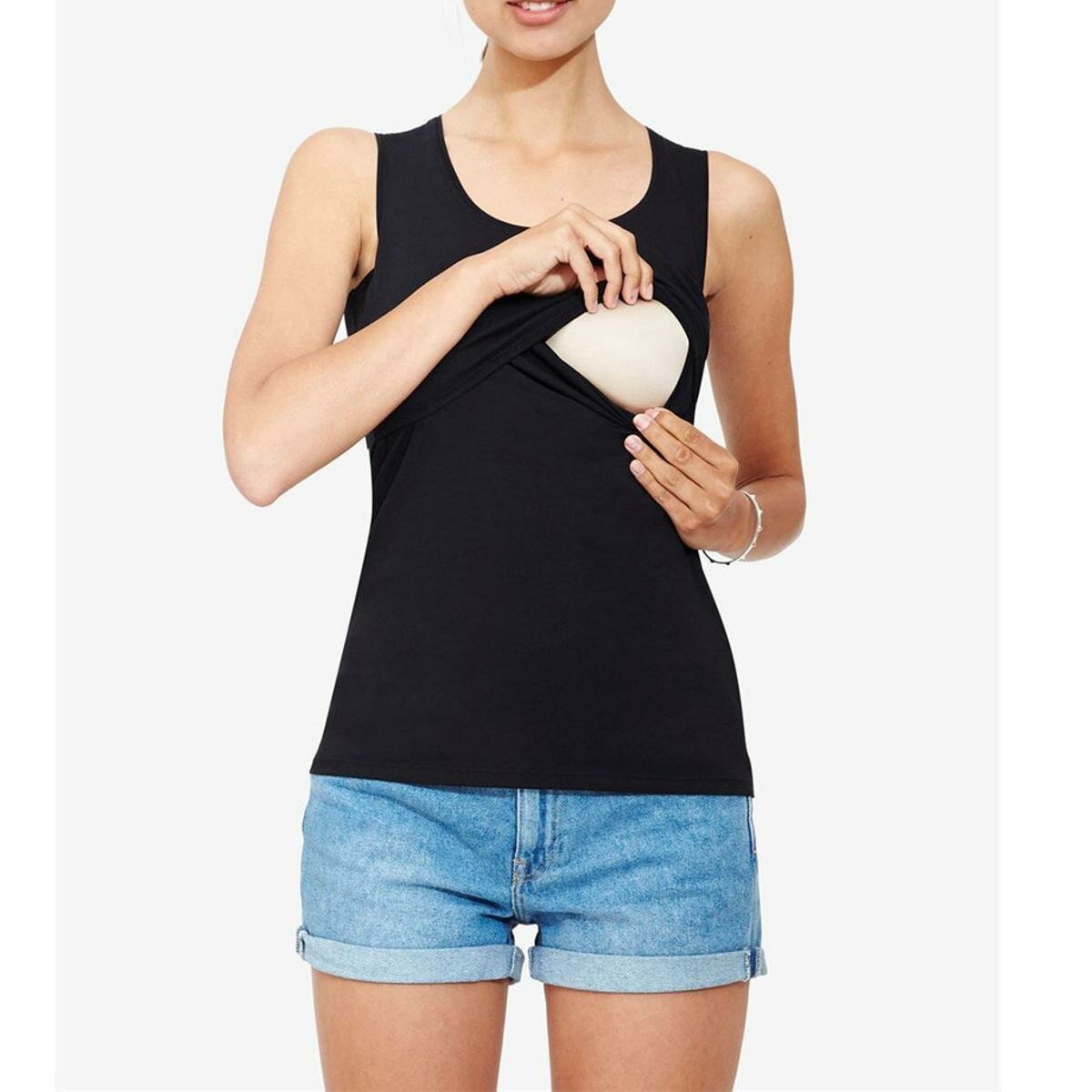 Жилет из хлопка для беременных женщин без рукавов с круглым вырезом, одежда для кормящих матерей, одежда для кормящих матерей