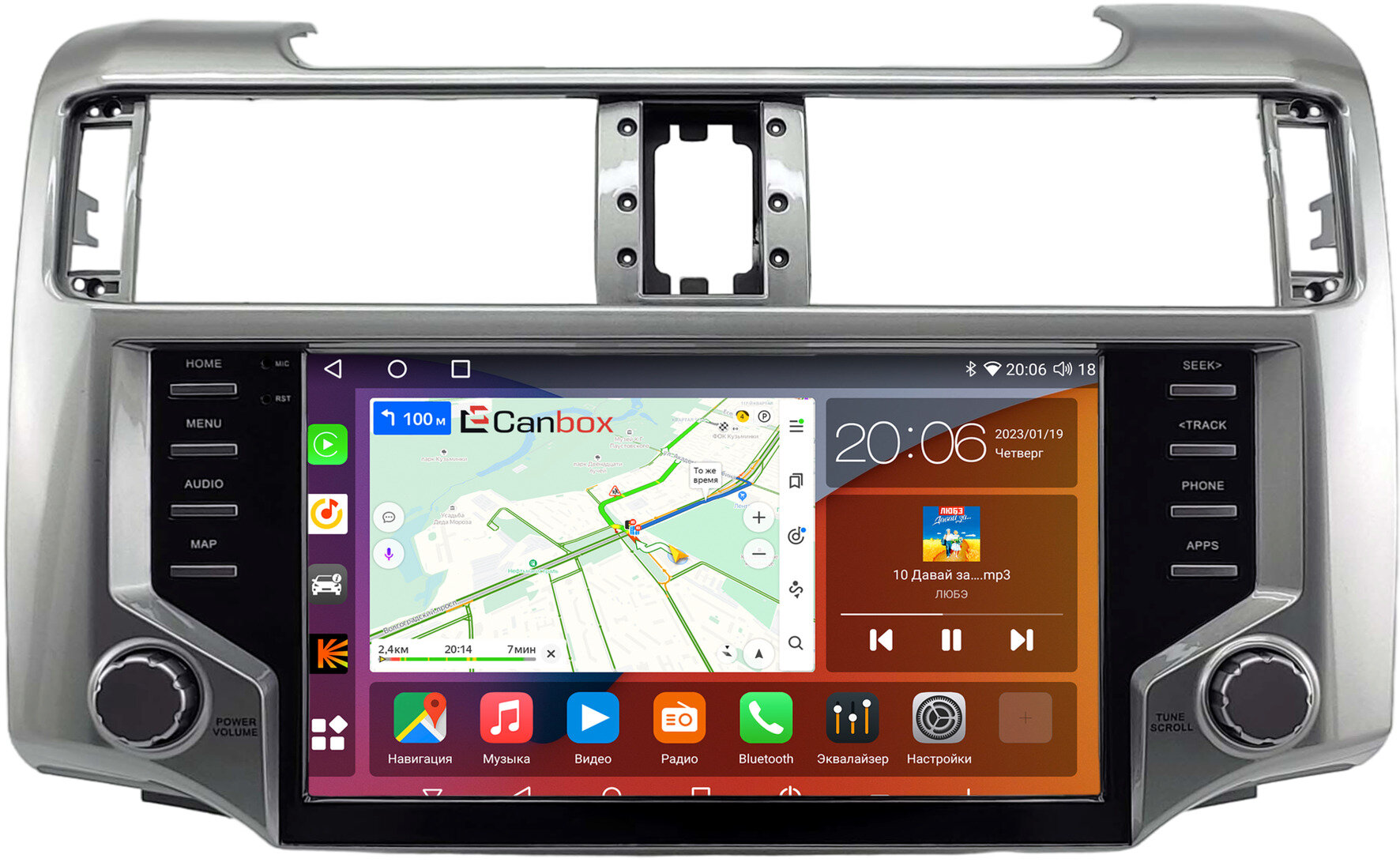 Штатная магнитола Canbox EVO 2K 5815-9-2229 Toyota 4Runner 5 2009-2013 (серебряная, глянцевая) Android 14 (4G-SIM, 6/128, DSP, QLed, AI, 360)