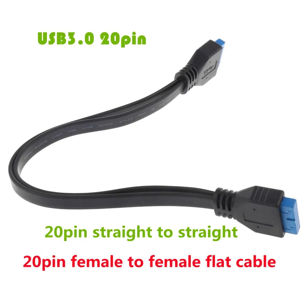 USB 3.0 20pin кабель-переходник 30см, черный/синий