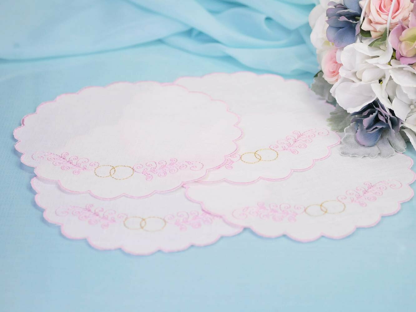 Салфетки для венчания "S-02", текстиль, вышивка, 2 шт, 20x20 см