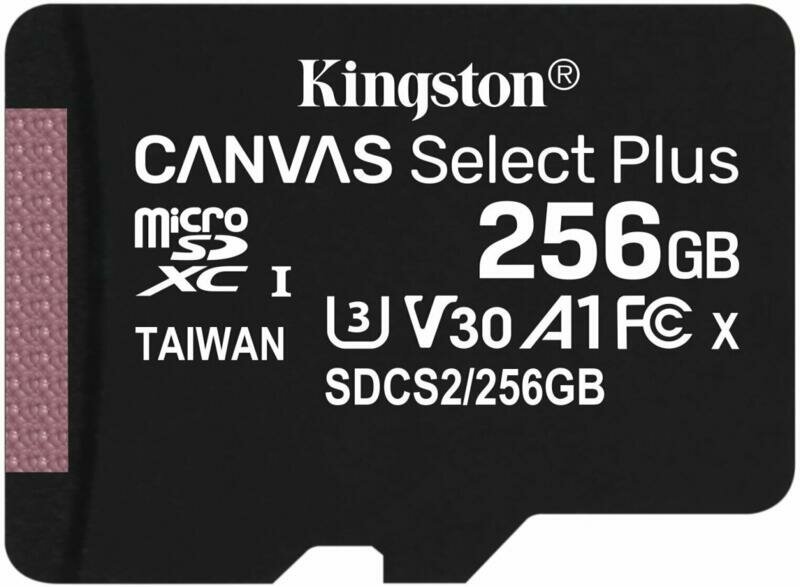 Карта памяти Kingston 256Gb microSDXC Canvas Select Plus 100MB/s Read A1 Class 10 UHS-I Memory Card (SDCS2/256Gb)