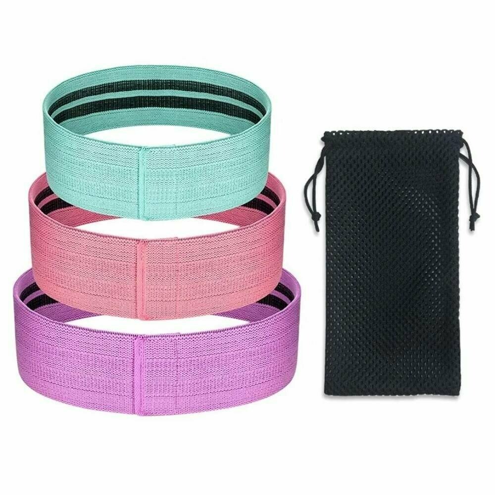 Набор фитнес лент 3 шт. в комплекте / тканевая лента для тренировок / ленточный эластичный эспандер Hip Resistance Bands