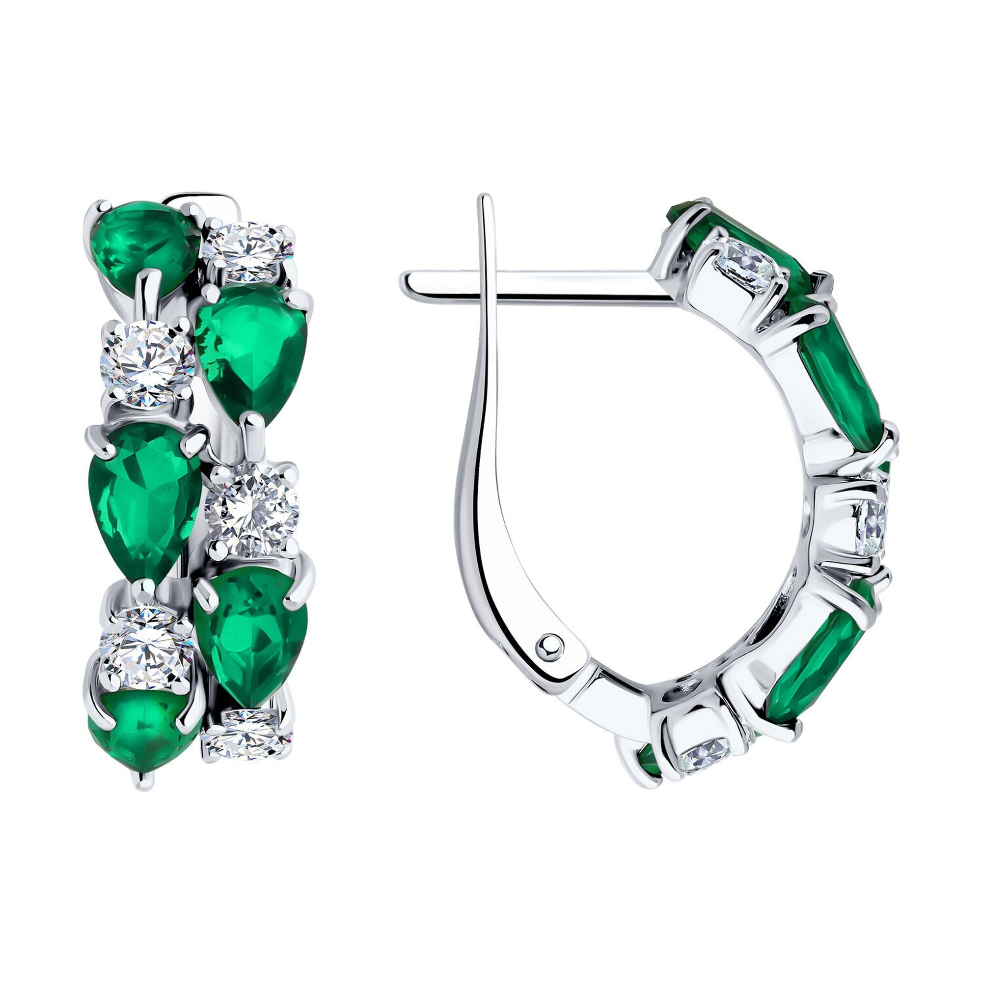 Серьги, серебро, 925 проба, родирование, фианит