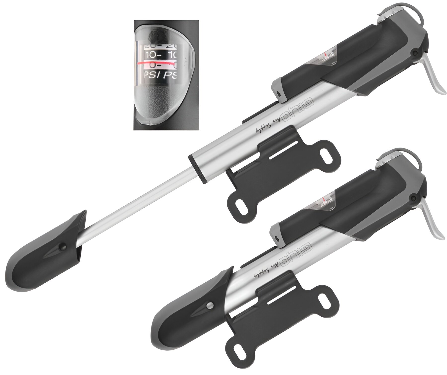 Насос AL GIYO GP-41А, манометр 5 атм. универсальная головка AV/FV, серебро-чёрный