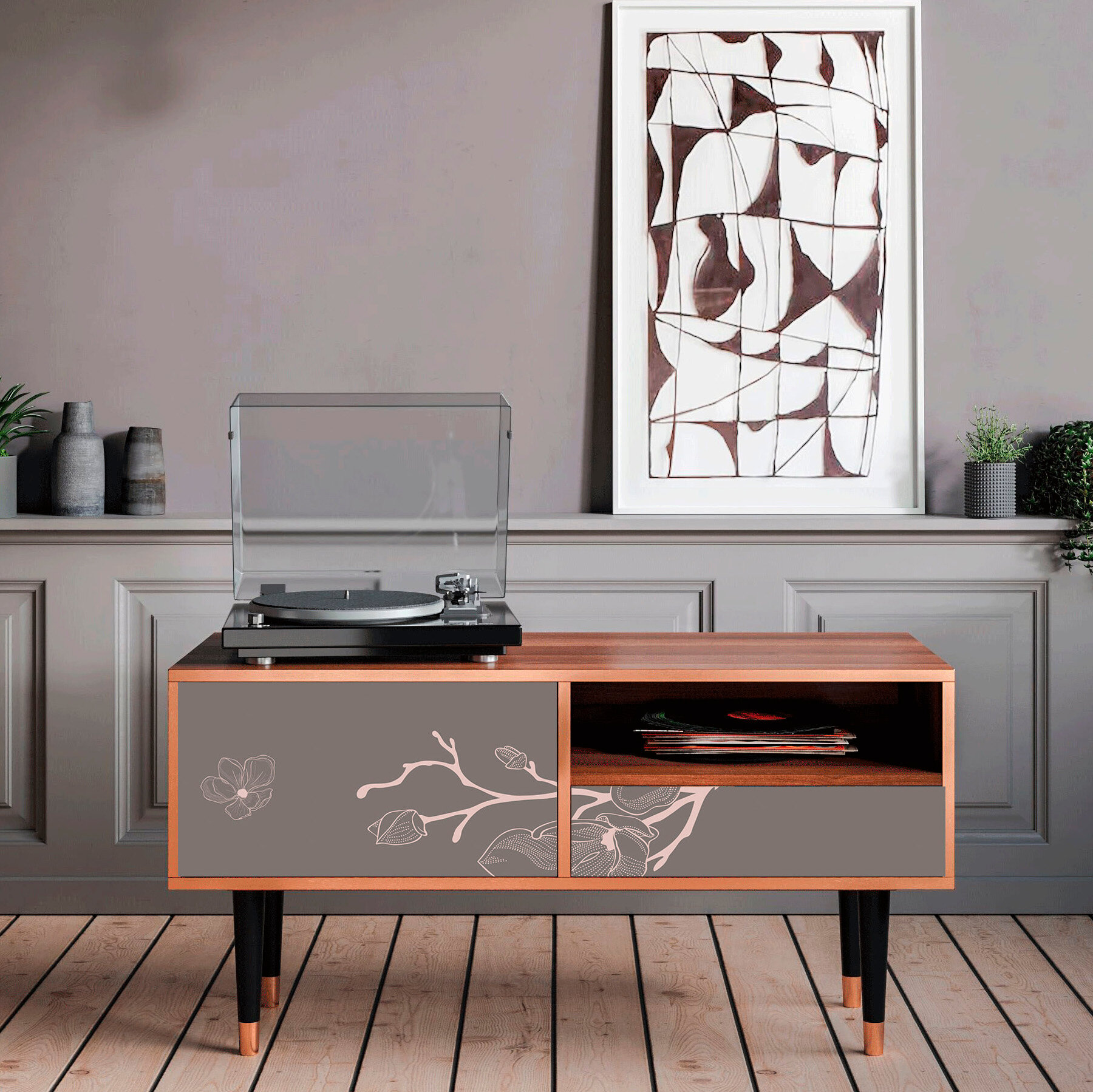 ТВ-Тумба - STORYZ - T3 Cherry Blossom, Размер - 115 x 59 x 48 см, Цвет корпуса - , Орех