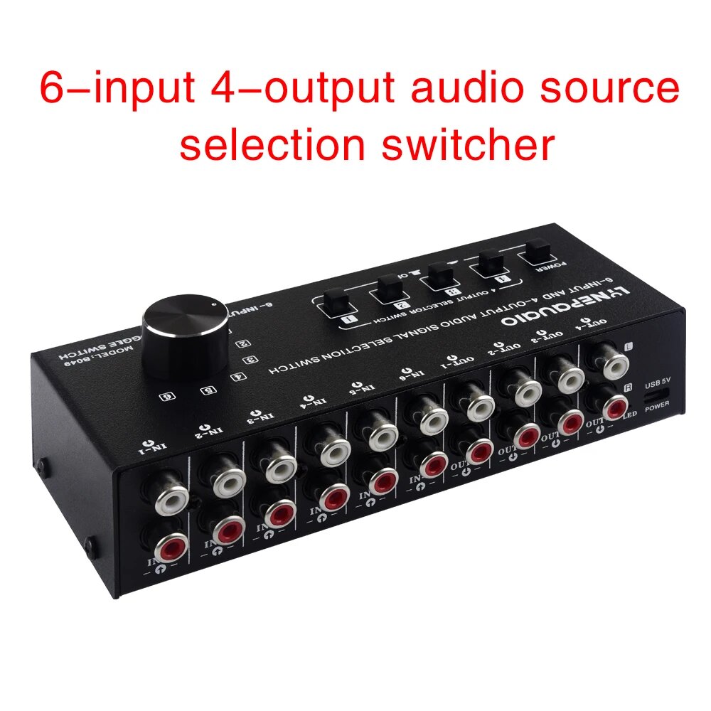 ERISU AUDIO 6-in 4-out Audio Signal Switcher