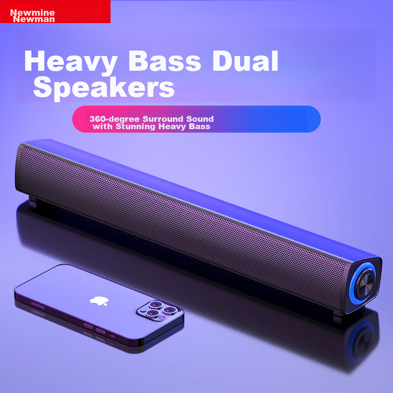 Newmine BT60PLUS speakers, computer speakers for home desktop, subwoofer, mini portable gaming USB wired speakers