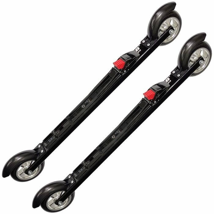 Лыжероллеры с креплениями SHAMOV Коньковые ((530/76-80/100х24) + NNN 01) (черный/красный)