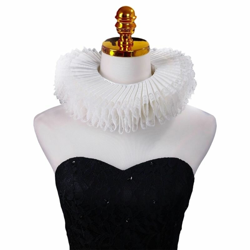 Кружевной воротник с оборками-белый